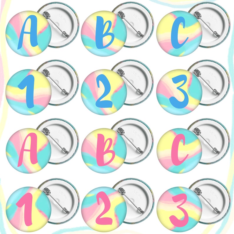 Letters and Numbers Button Badges. Choose Your Selection of Letters to ...