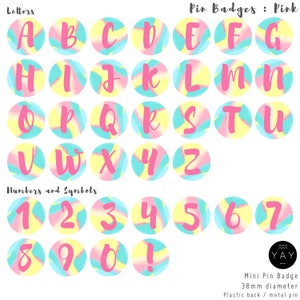 Letters and Numbers Button Badges. Choose Your Selection of Letters to ...