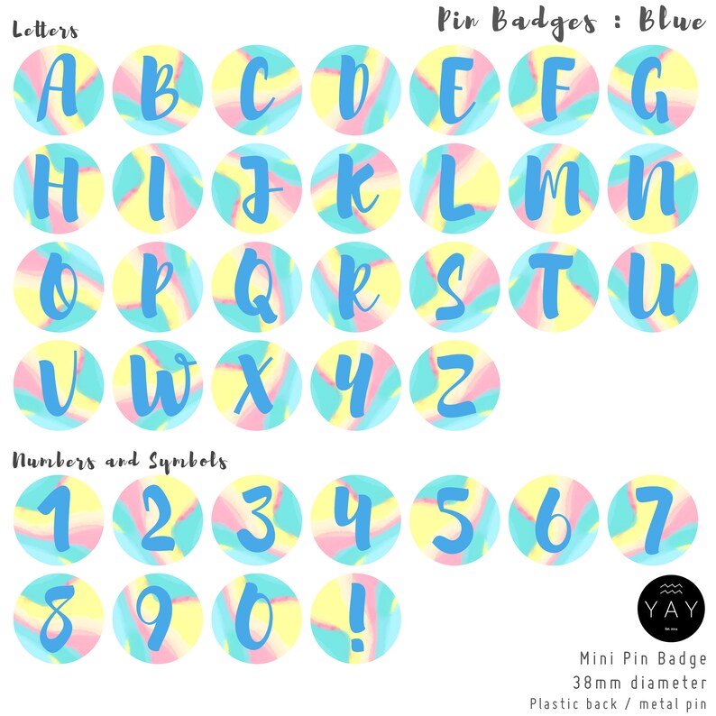 Letters and Numbers Button Badges. Choose Your Selection of Letters to ...