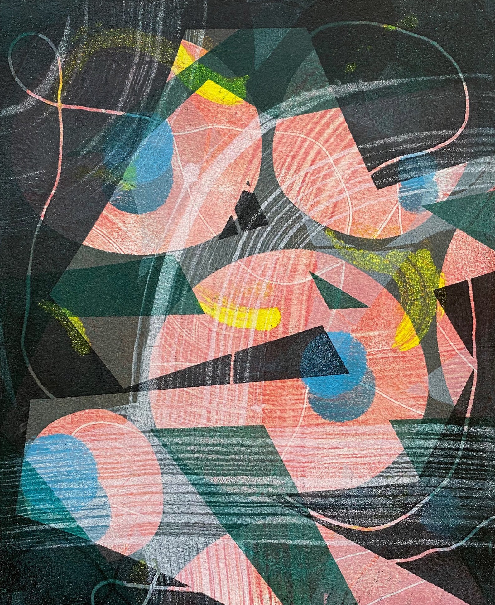 Abstract Monotype Print Geometric Print With Mat - Etsy