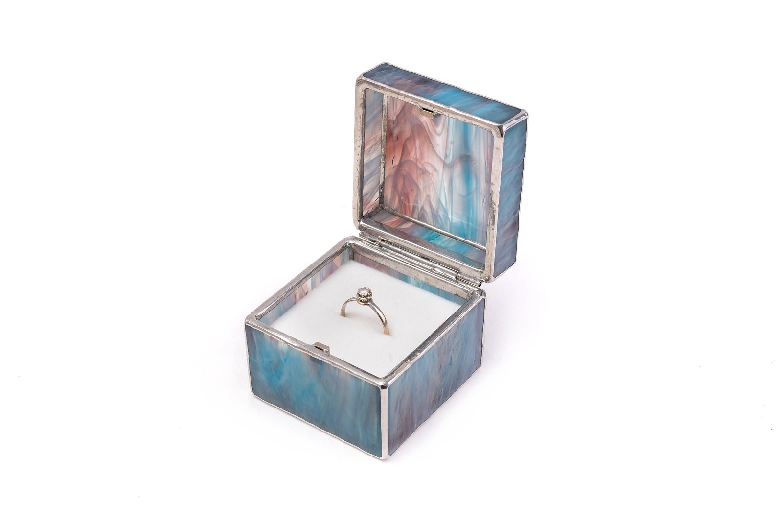 Blue-purple Box for Wedding Rings Unique Glass Wedding Ring Box Wedding ...