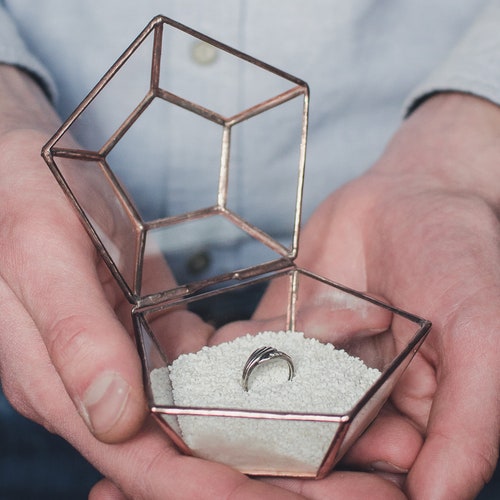 Stained Glass Geometric Wedding Ring Bearer Box | Etsy