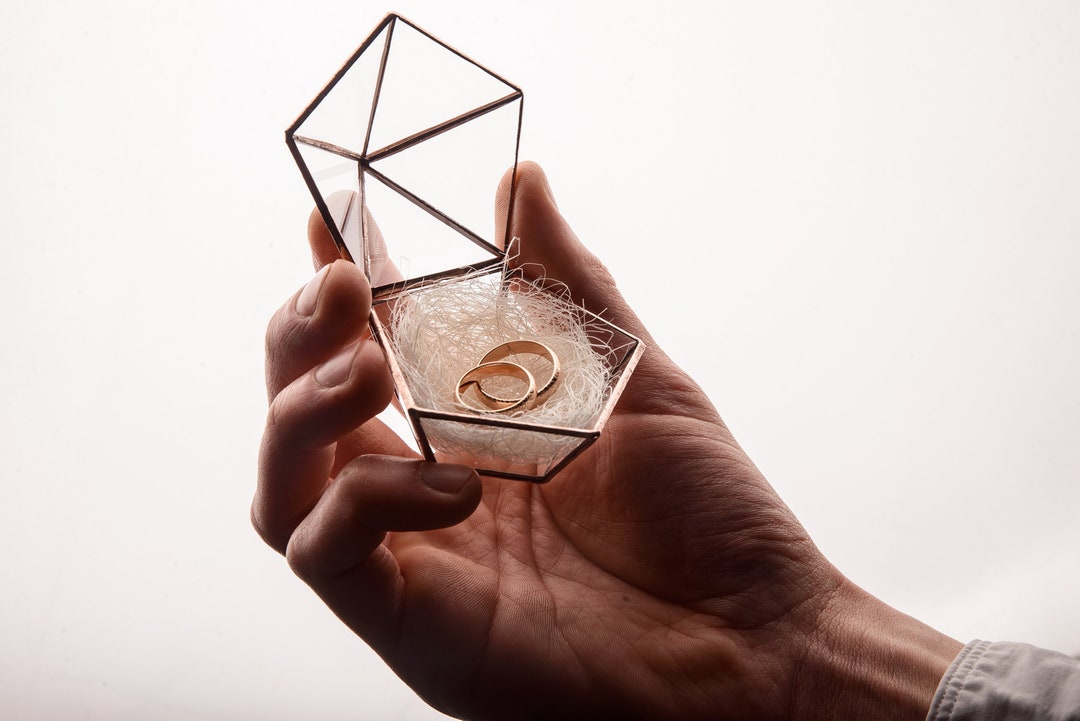 Personalized Glass Wedding Ring Box: Copper Engagement Ring Holder - Etsy