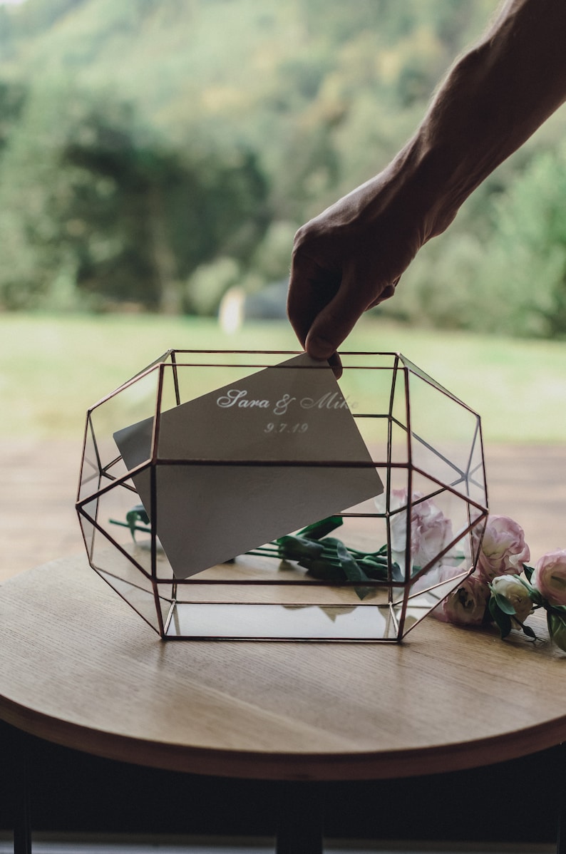 Personalized Wedding Card Holder Glass Wedding Box Boho - Etsy