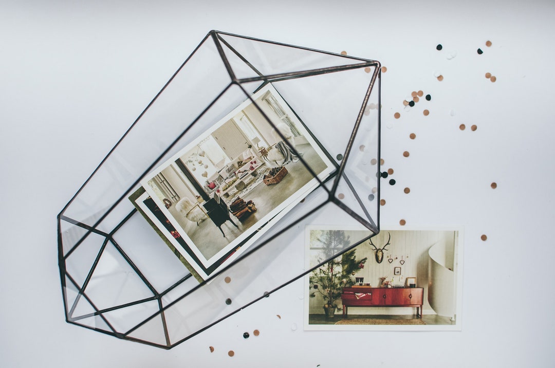 Large Geometric Glass Wedding Card Box: Handmade Terrarium - Etsy