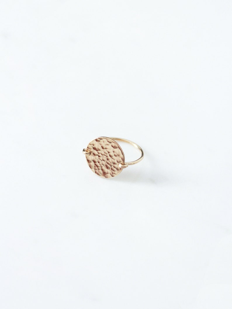 Hammered Disk Ring 14k Gold Filled or Sterling Silver | Etsy