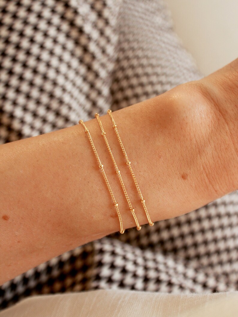 Delicate Dotted Chain Bracelet 14k Gold Filled and Sterling - Etsy