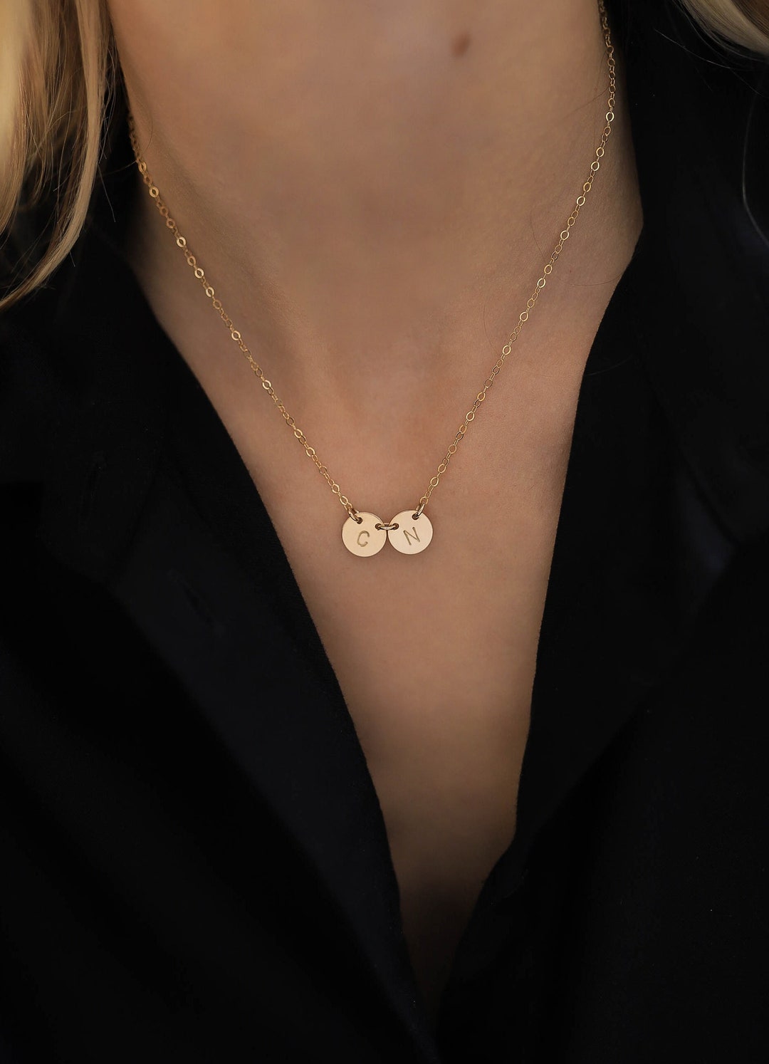 Engraved Discs Necklace, Gold Filled or Sterling Silver · Kids Initials ...