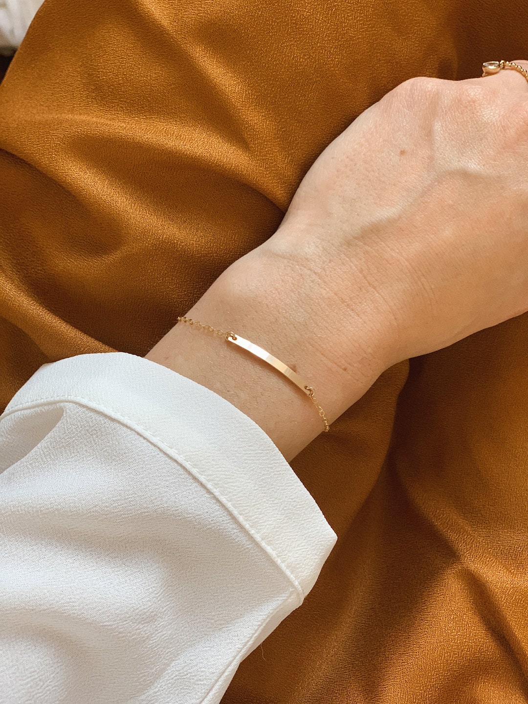 Long Line Bar Bracelet, Hammered, 14k Gold Filled and Sterling Silver ...