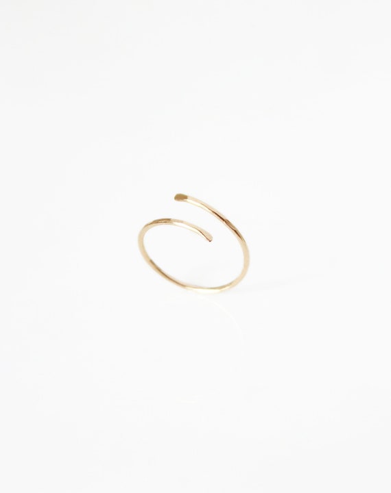 Thin Minimalist Simple Ring Hammered 14k Gold Filled and | Etsy