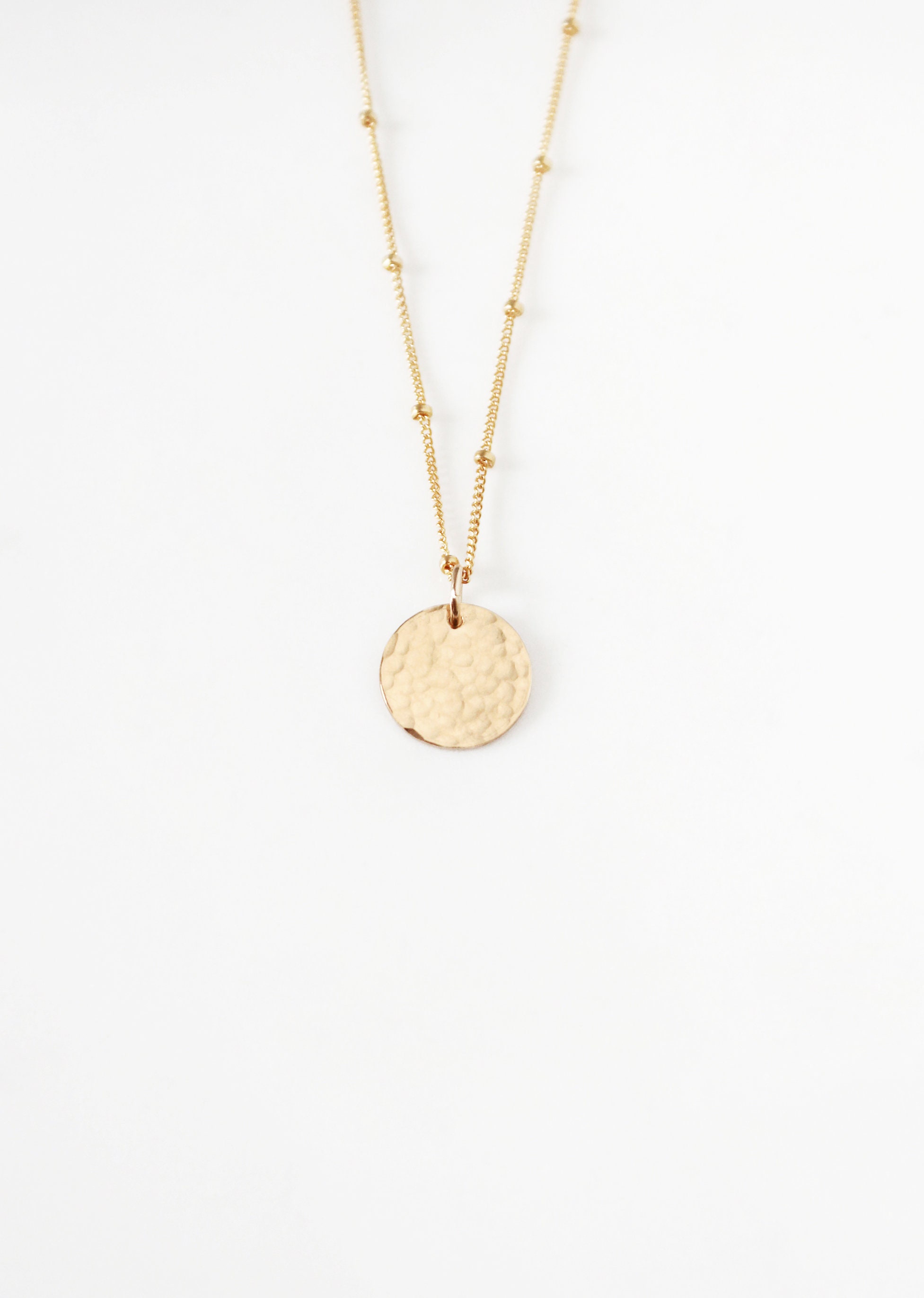 Hammered Disk Necklace 14k Gold Filled or Sterling Silver - Etsy