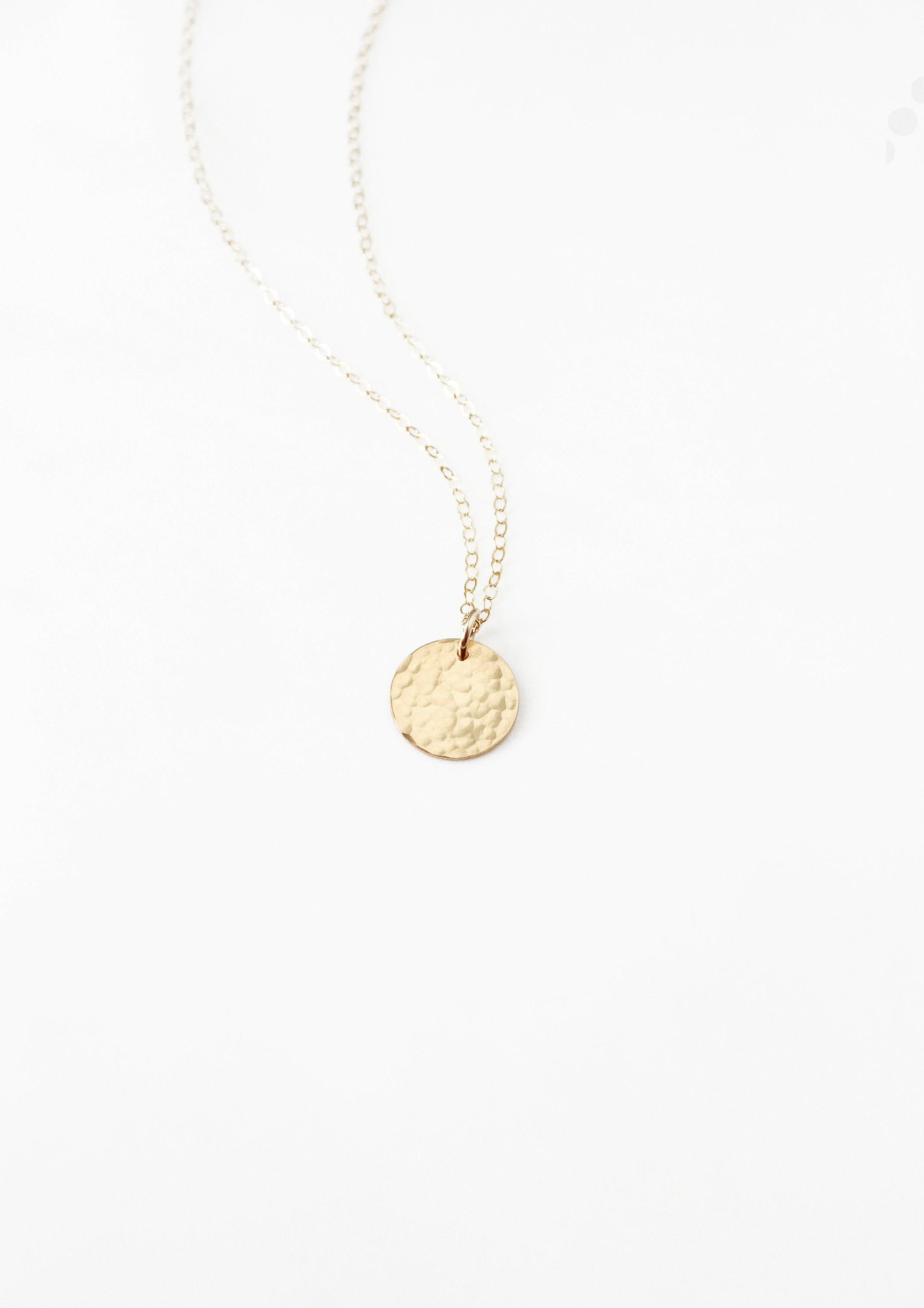 Smooth Hammered Disk Necklace 14k Gold Filled or Sterling - Etsy