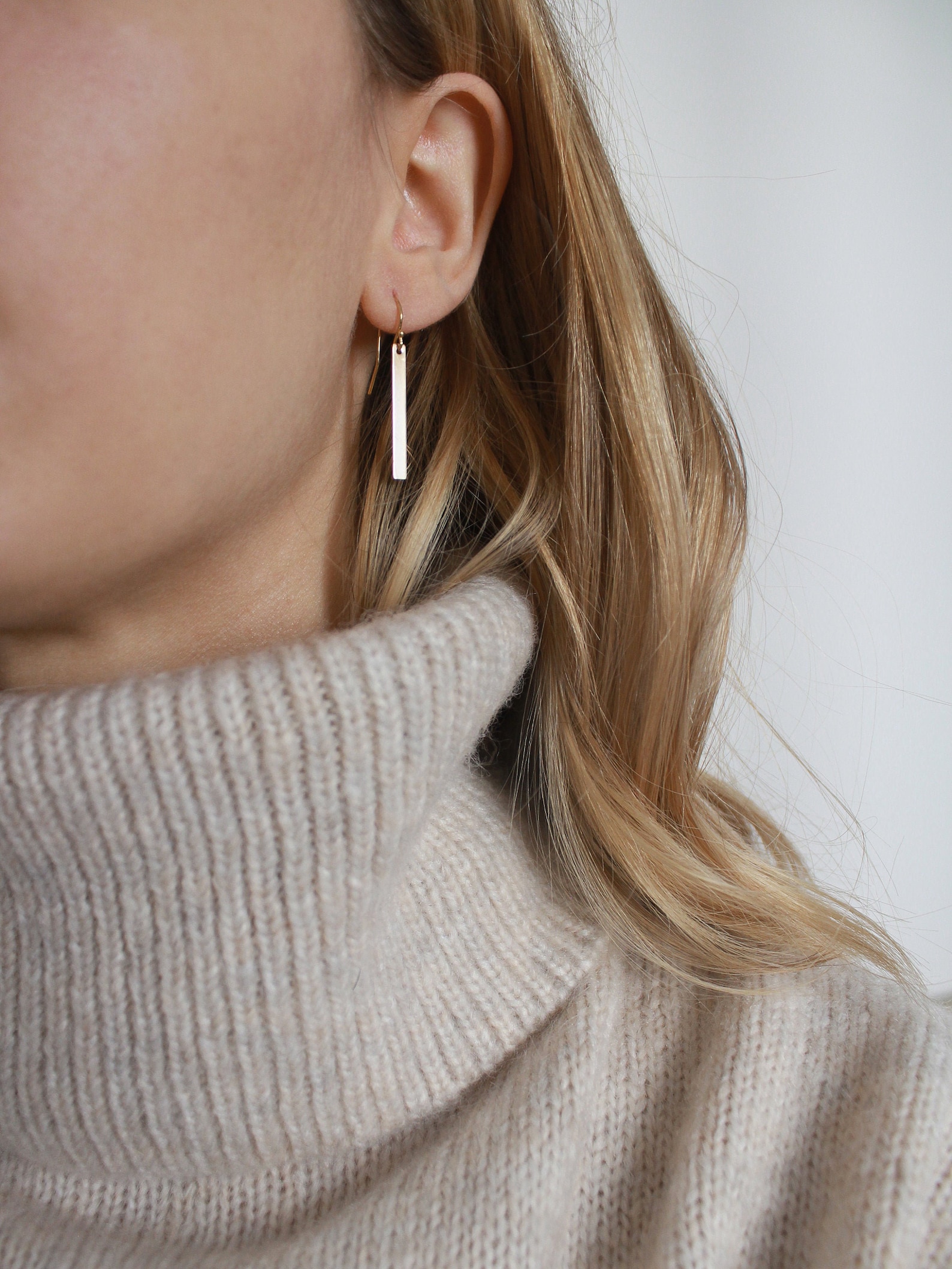 Bar Earrings 14k Gold Filled and Sterling Silver Simple Bar - Etsy