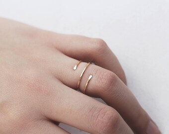 Thin Minimalist Simple Ring Hammered 14k Gold Filled and | Etsy