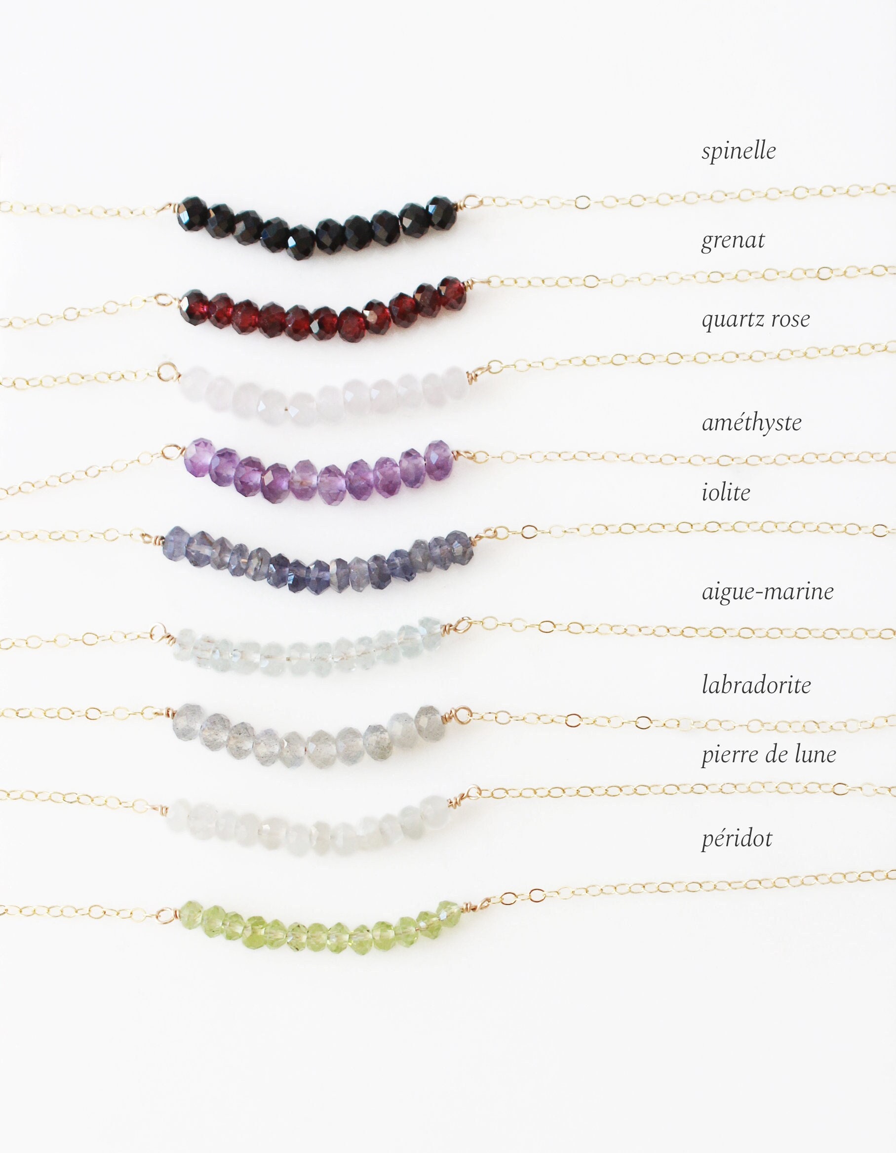 Dainty Birthstone Beads Necklace 14k Gold Filled or Sterling - Etsy