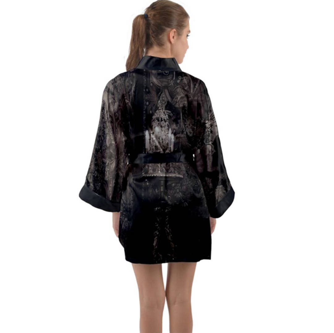 Royal Tapestry Satin Kimono Robe Women's Sleepwear Printed Lingerie ...