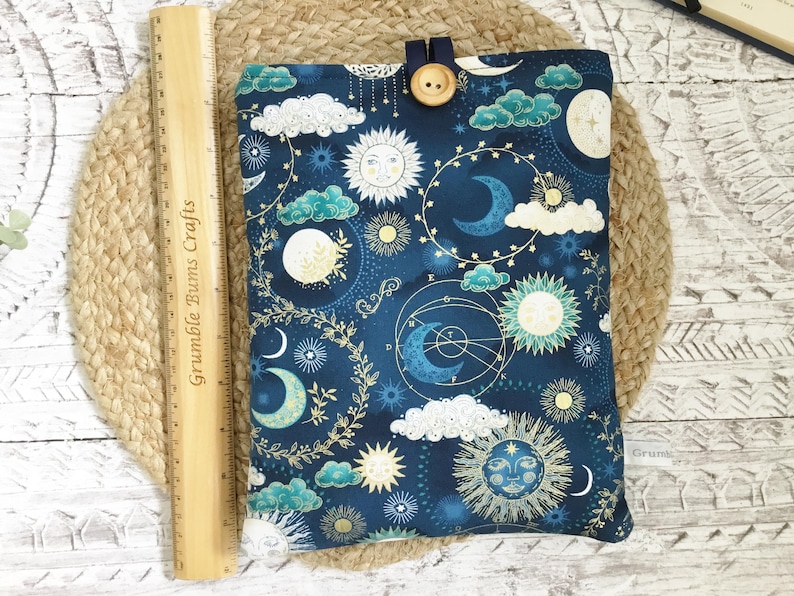 Moon and Stars Book Sleeve : Celestial Book Sleeve, Handmade Weather ...