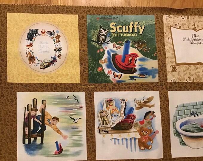 Little Golden Books Scruffy the Tugboat Cotton Fabric Book Panel ...