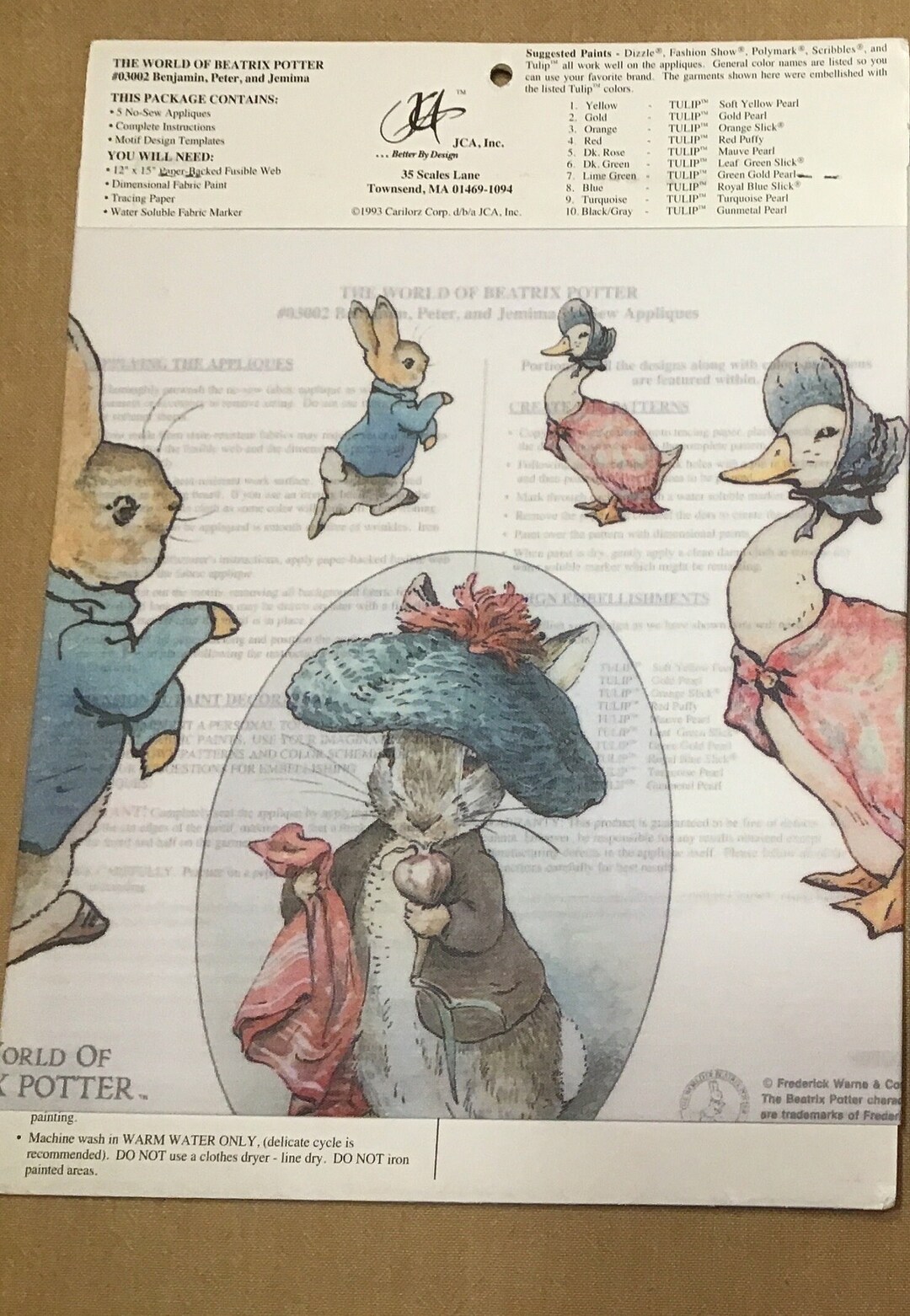 The World of Beatrix Potter No-sew Fabric Appliqué 1993 - Etsy