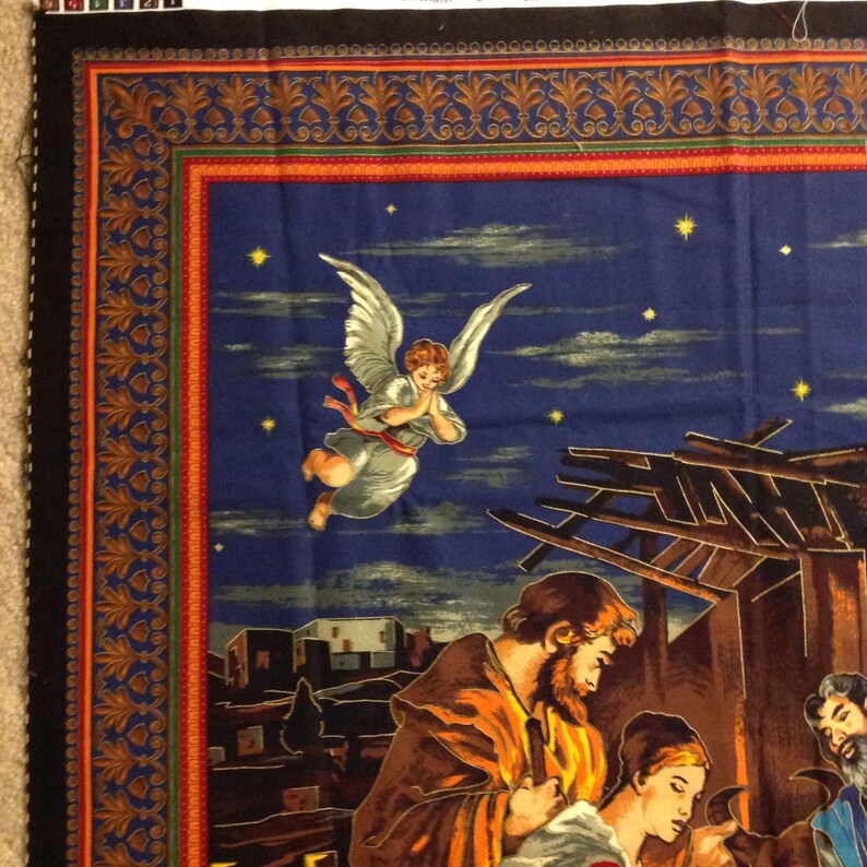 Christmas Nativity Scene Fabric Panel Baby Jesus Manger - Etsy
