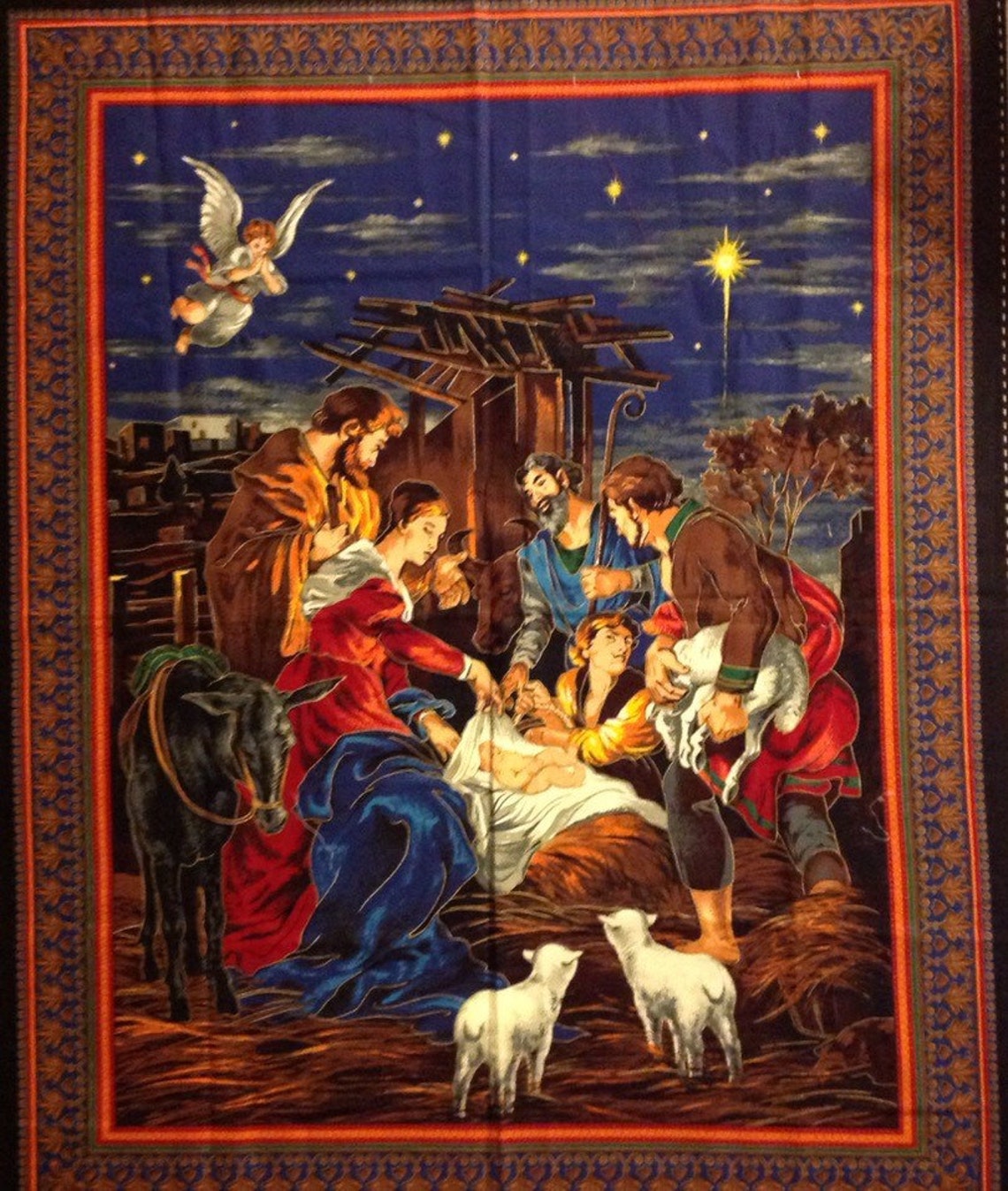 Christmas Nativity Scene Fabric Panel Baby Jesus Manger - Etsy