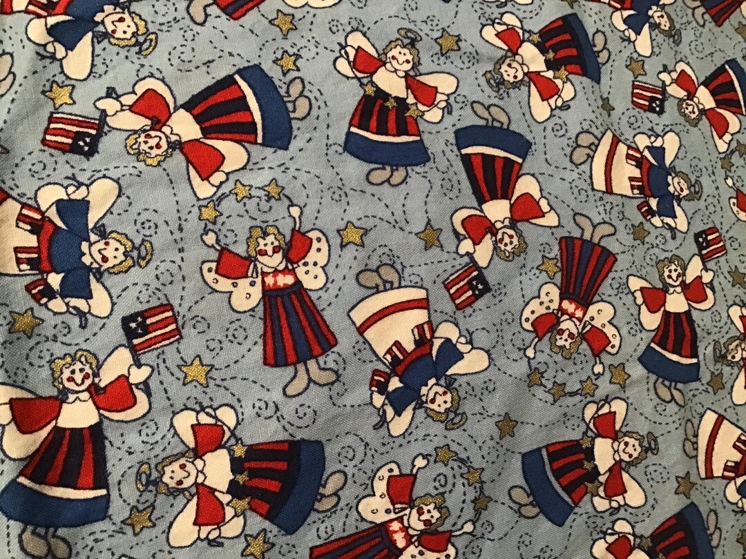 45” Patriotic Angels Allover With Stars Stripes Flags Cotton Fabric - Etsy