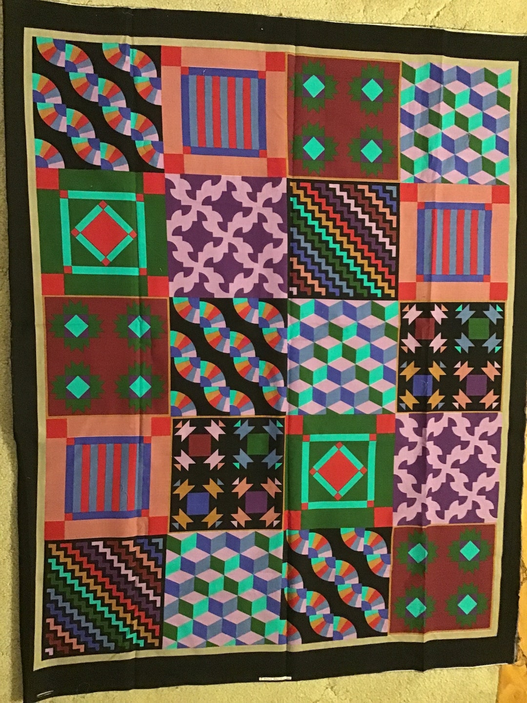 Vintage Amish Style Cheater Cloth Chevron Drunkers Path Baby Blocks ...