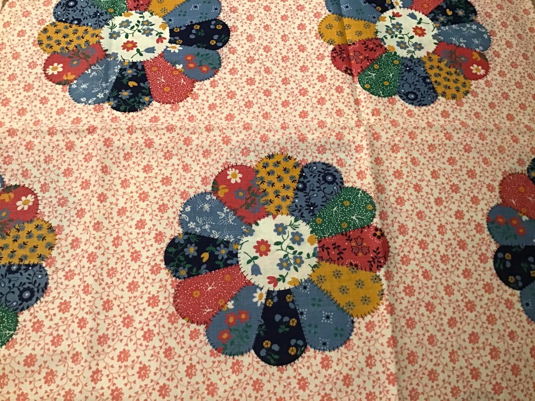 BTY Dresden Cheater Cloth Quilting Cotton Fabric Vintage Pink Floral ...