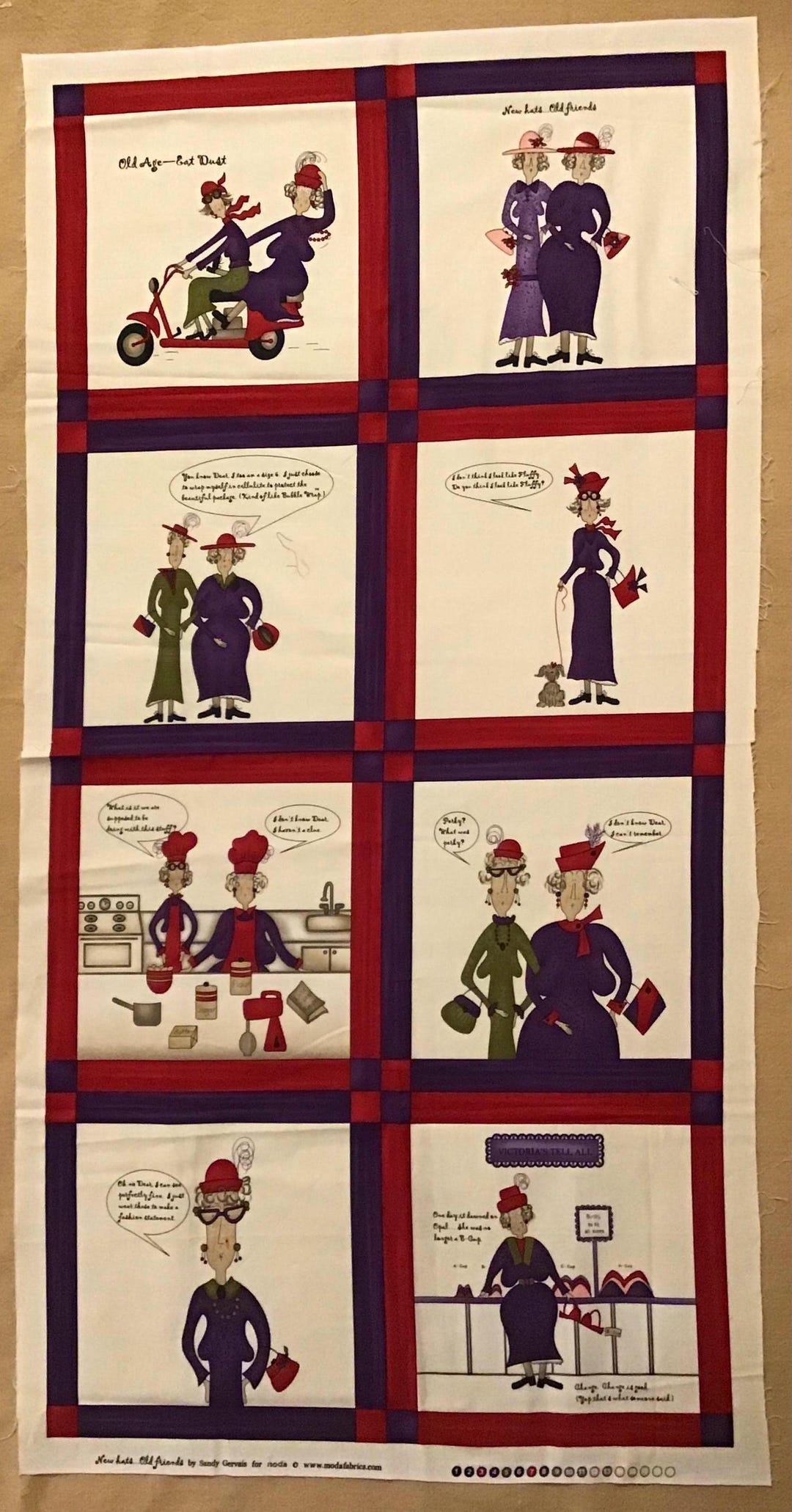 New Hats Old Friends Fabric Panel Moda Sandy Gervais - Etsy