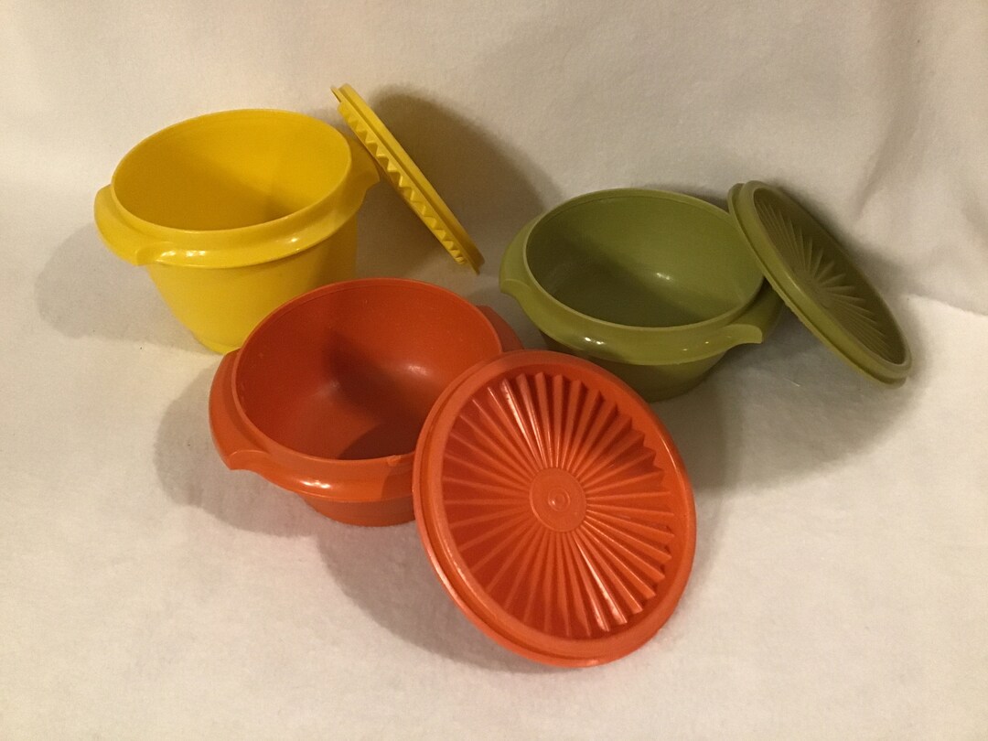 3 Tupperware Collapsible Containers Blue Green Yellow - Etsy