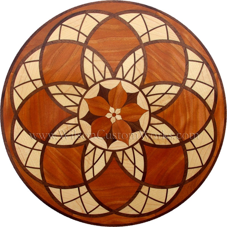 DIY Kit Stained Glass Flower Wood Floor Medallion Inlay 246 Piece ...