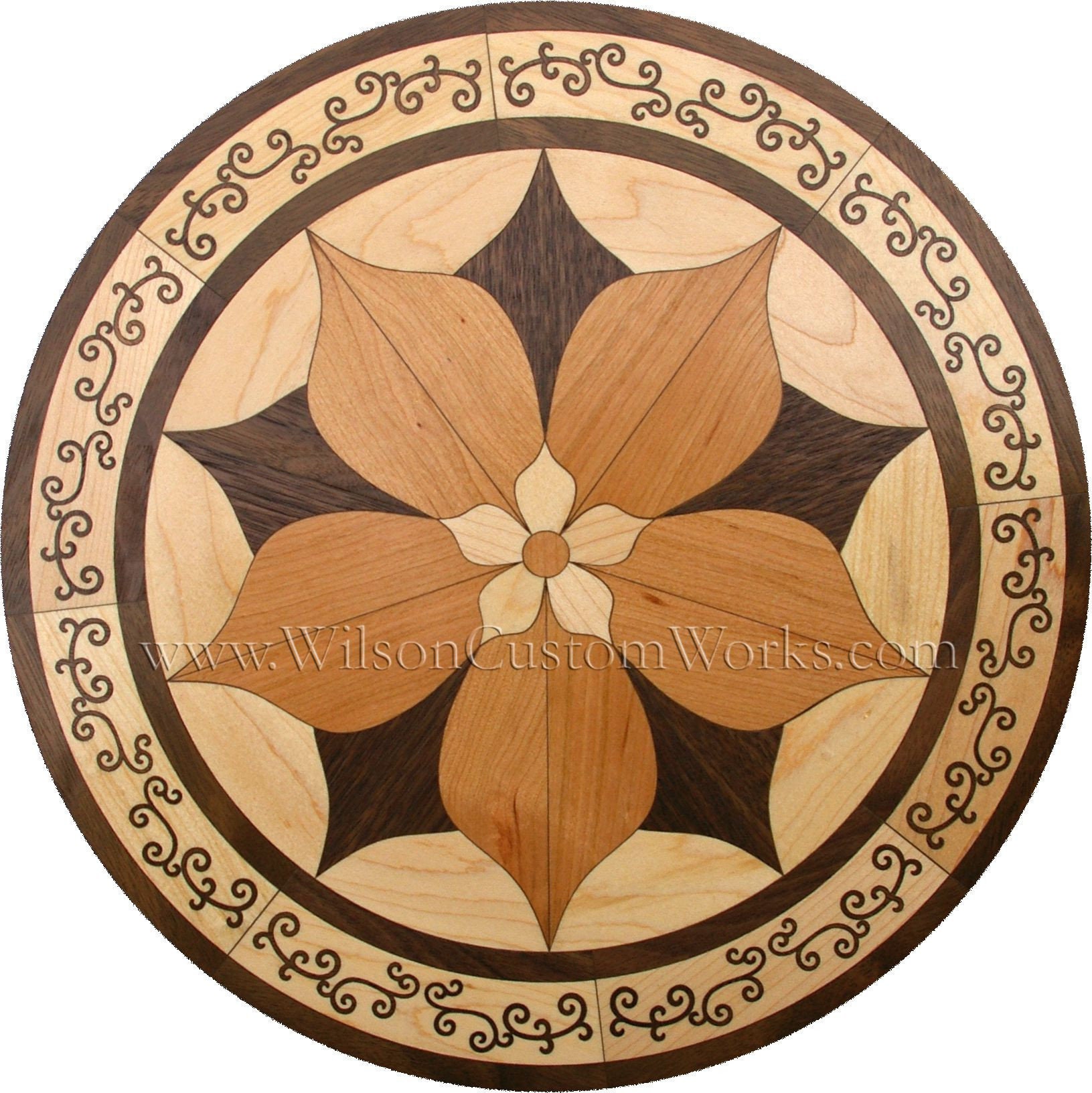 DIY Kit Ornate Flower Wood Floor Medallion Inlay 92 Piece Flooring ...