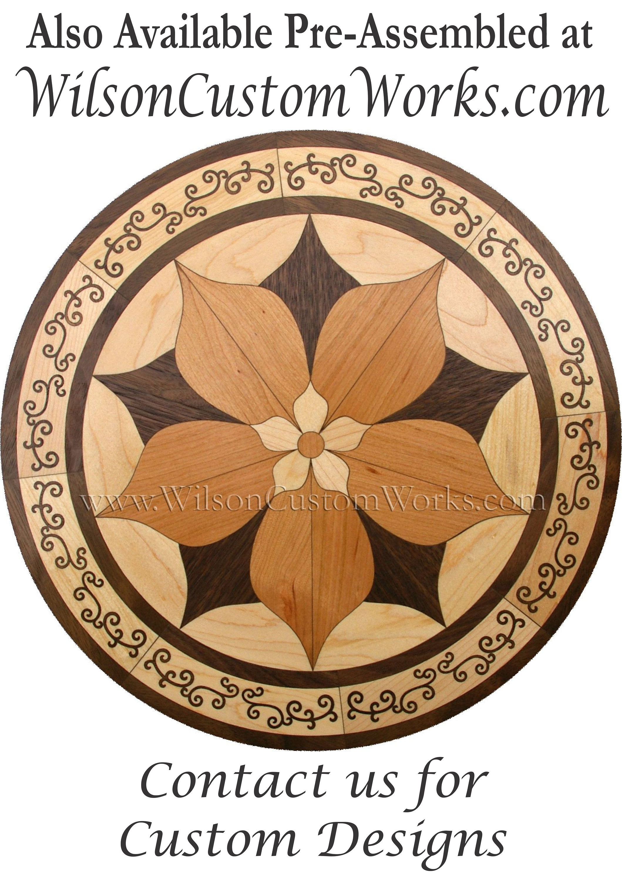 DIY Kit Ornate Flower Wood Floor Medallion Inlay 92 Piece Flooring ...