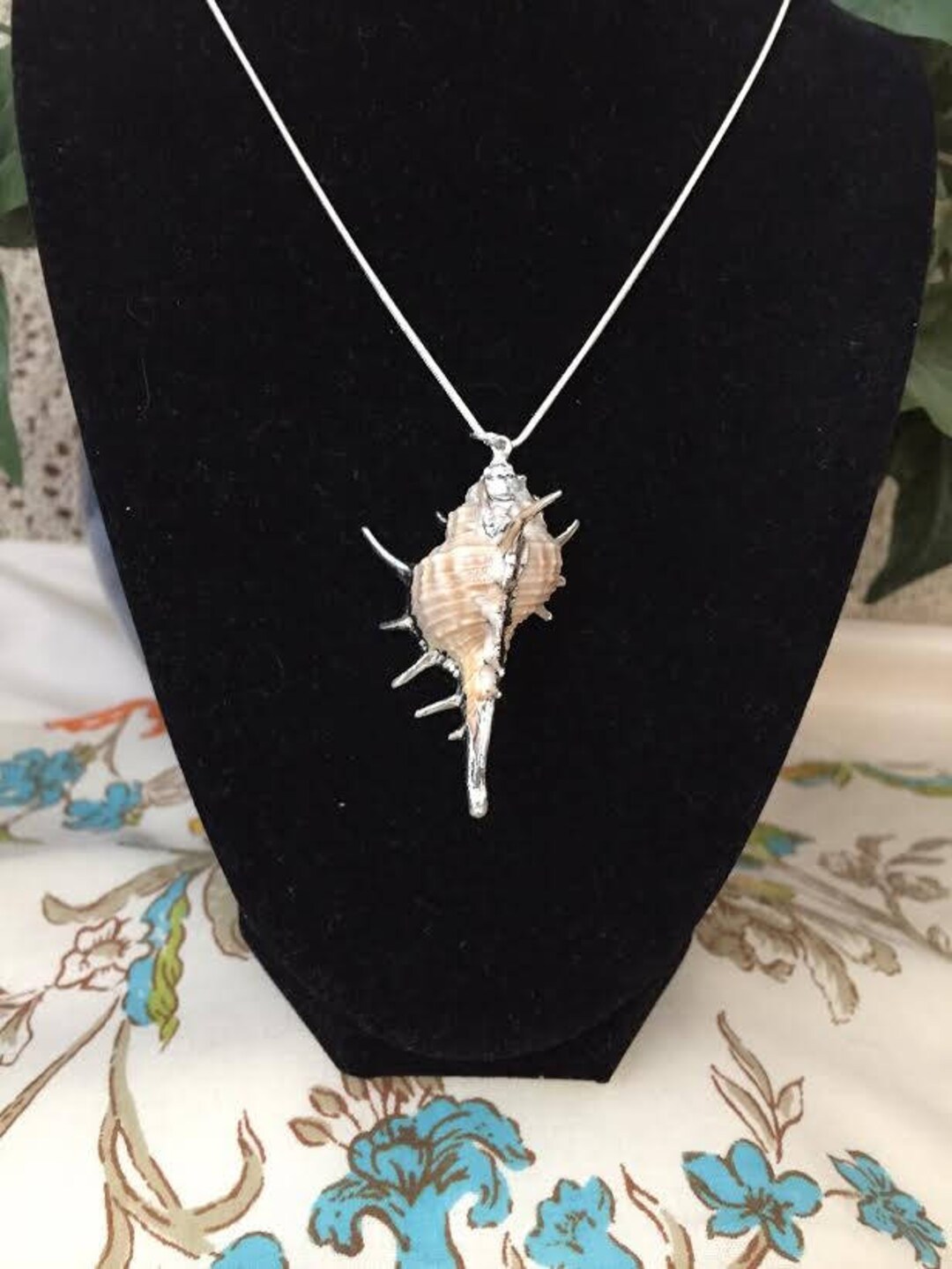 Natural Sea Shell Pendant 18K White Gold Plated on a Solid Sterling ...
