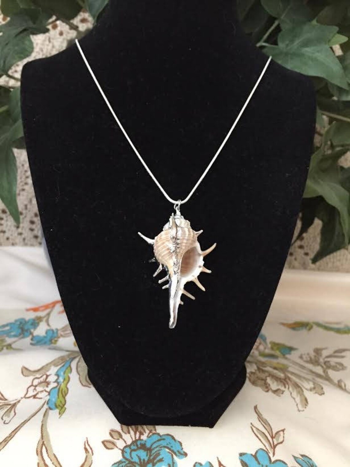 Natural Sea Shell Pendant 18K White Gold Plated on a Solid - Etsy