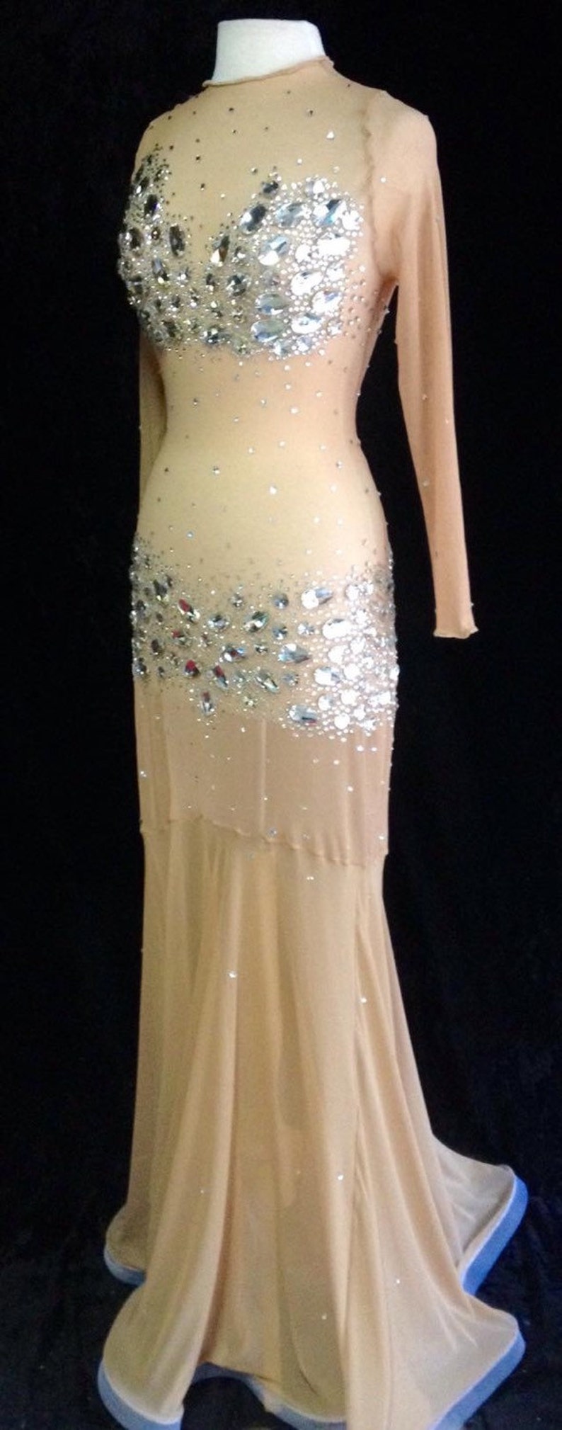 Rhinestone Dress Crystal Gown Custom Costume Dress - Etsy