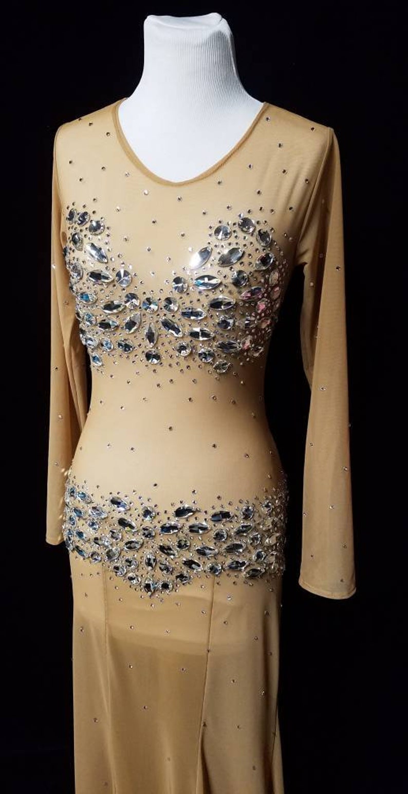 Rhinestone Dress Crystal Gown Custom Costume Dress - Etsy