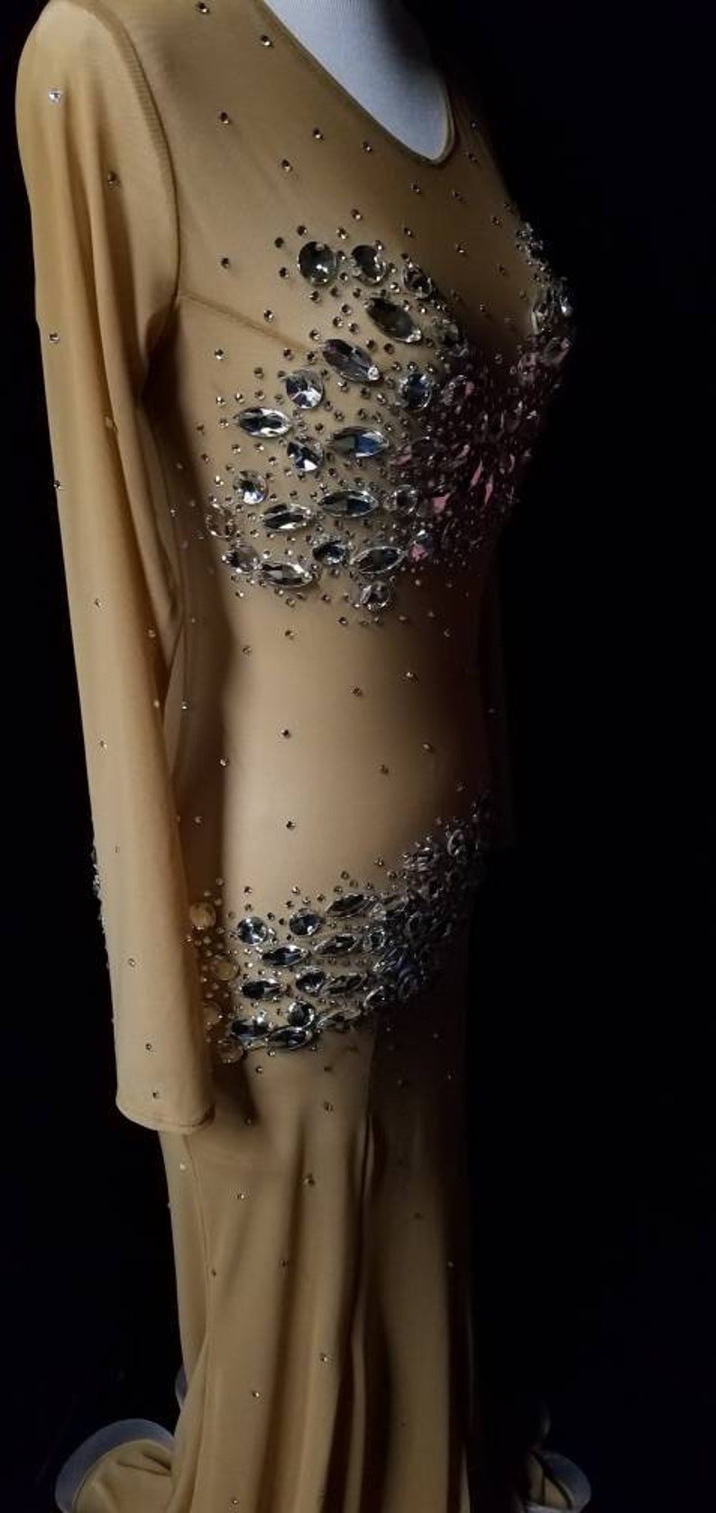 Rhinestone Dress Crystal Gown Custom Costume Dress - Etsy