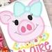 Pig With Ruffle Shirt, Applique Design, Instant Download, 4x4, 5x5, 6x6 ...