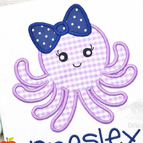 Octopus With Bow Applique Design Instant Download 4x4 5x5 | Etsy
