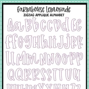 13 Sizes, Farmhouse Lemonade Zigzag Applique Alphabet, Complete ...