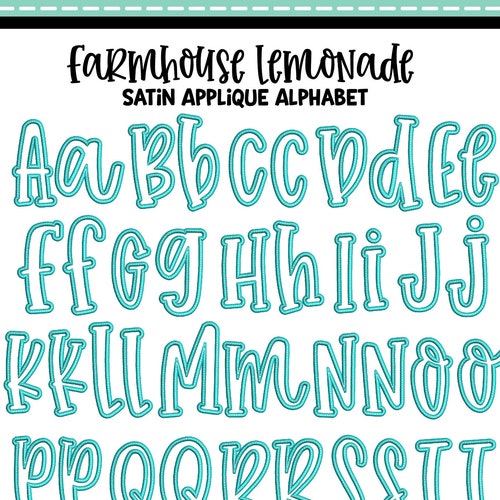 12 Sizes Farmhouse Lemonade Satin Applique Alphabet Complete - Etsy