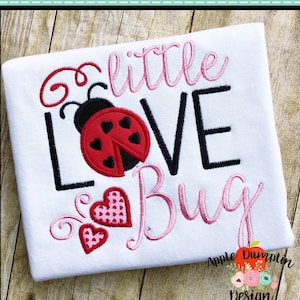 Little Love Bug Applique, Machine Embroidery Design, Valentine Day ...