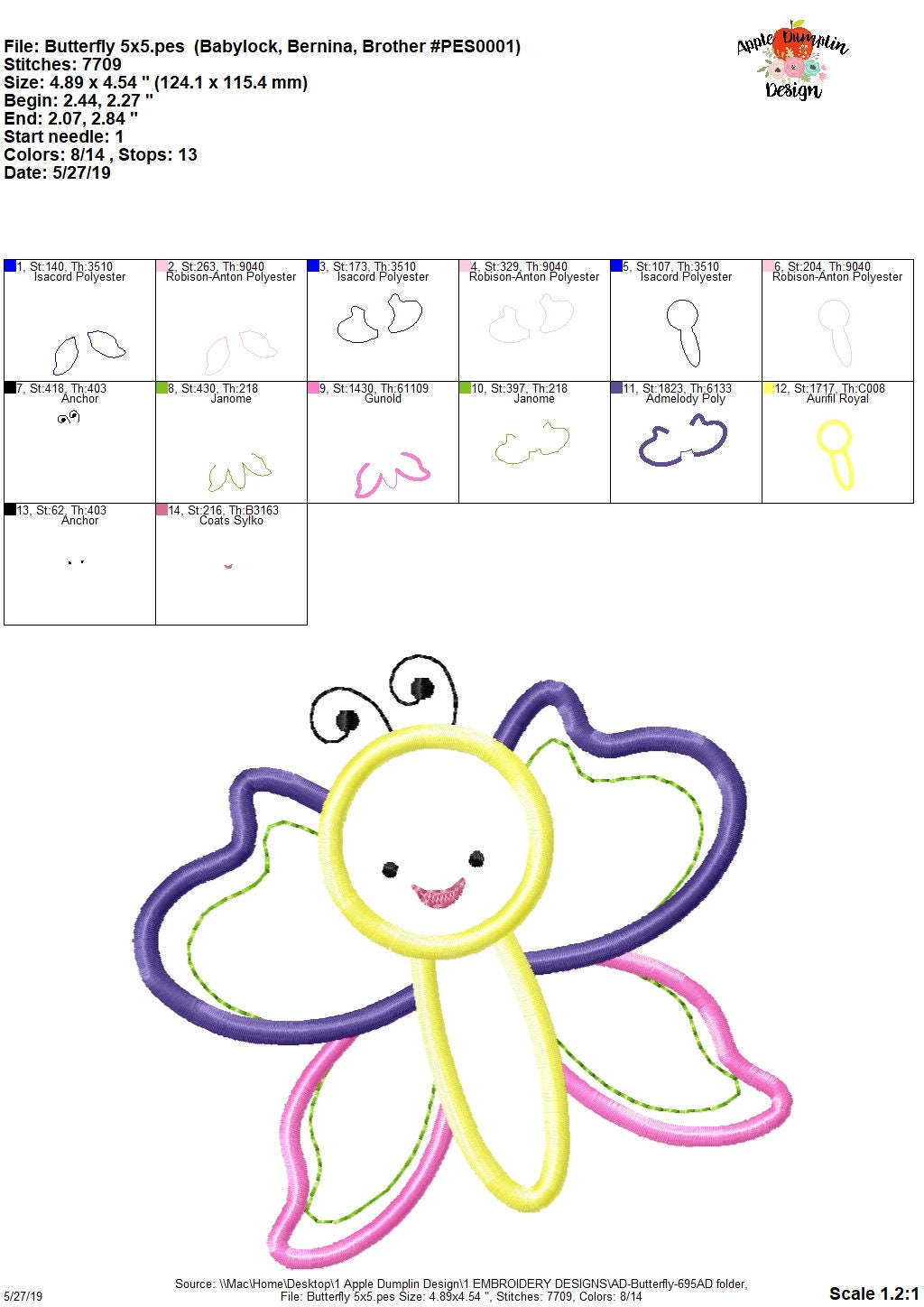 Butterfly Applique Design Instant Download Insect Applique - Etsy