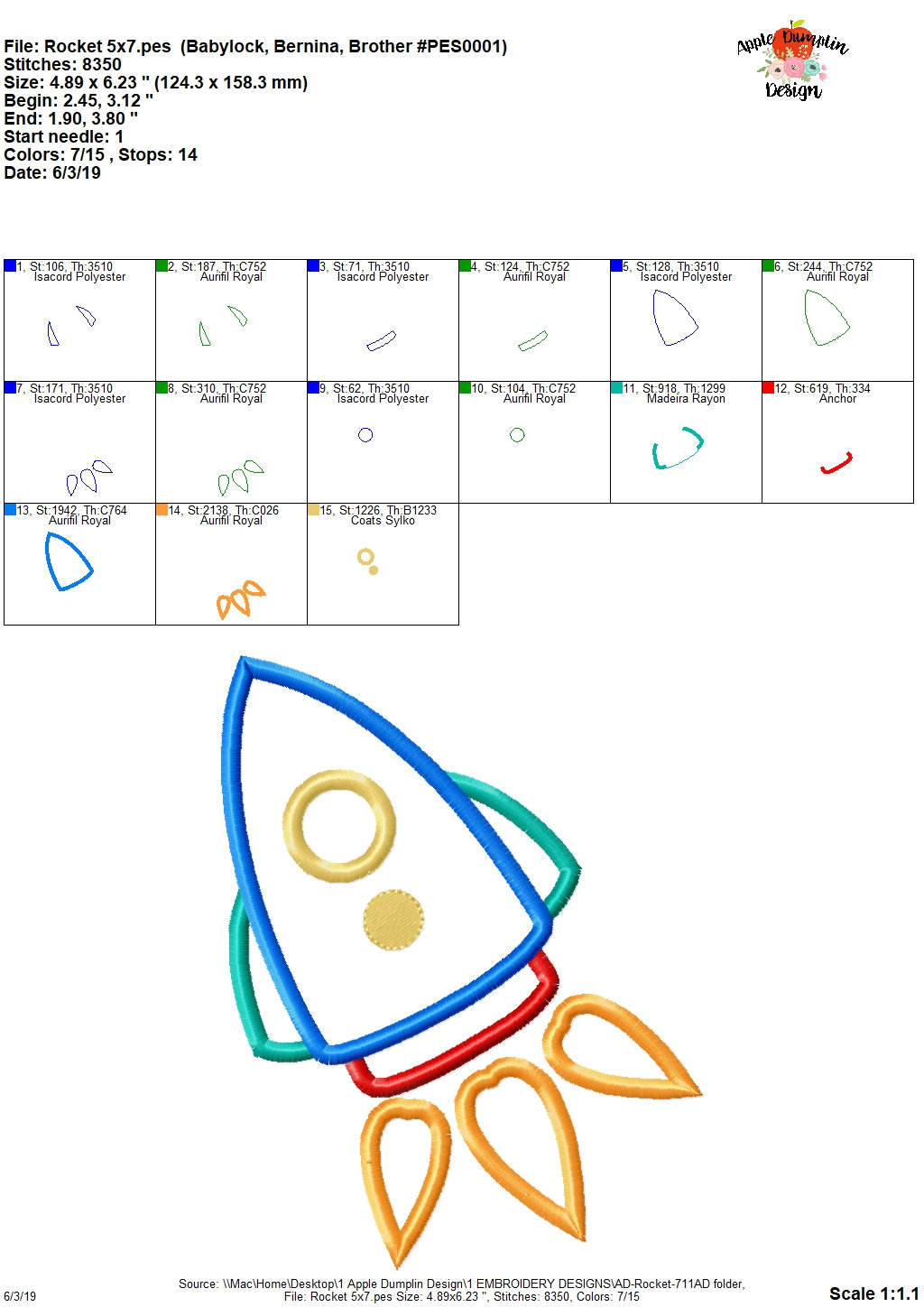 Rocket Applique Design Instant Download Space Applique | Etsy