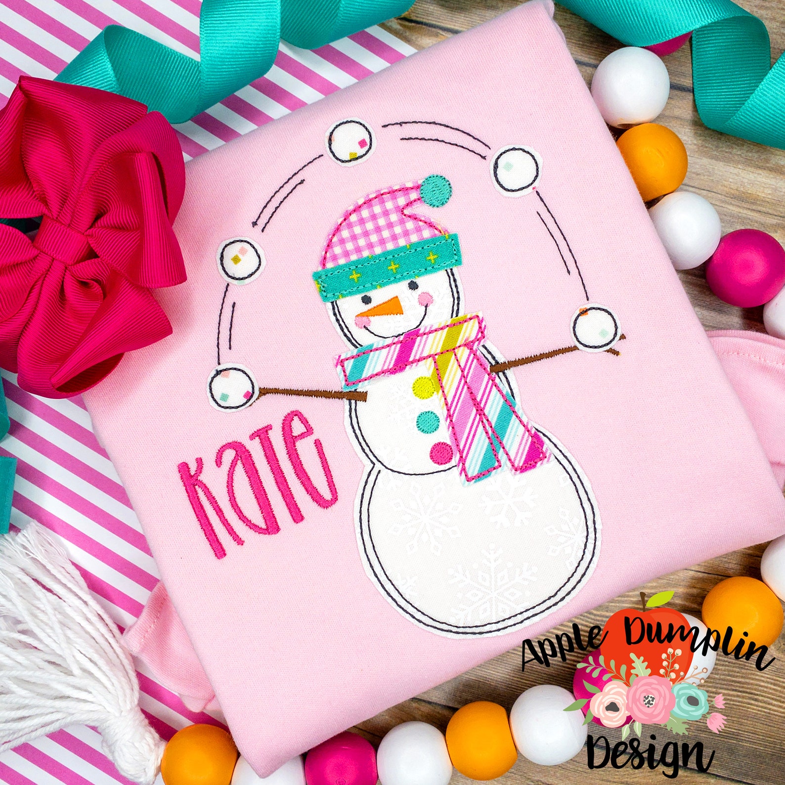 Juggling Snowman, Bean Stitch, Applique Design, Girl Christmas, Boy ...