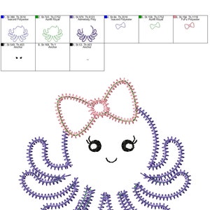 Octopus With Bow, Zigzag, Applique Design, Instant Download, 4x4, 5x5 ...