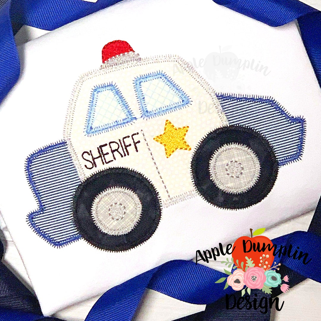 Sheriff Car, Zigzag, Applique Design, Machine Embroidery, Instant ...