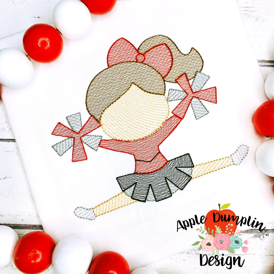 Cheerleader, Sketch, Embroidery Design, Machine Embroidery Design ...