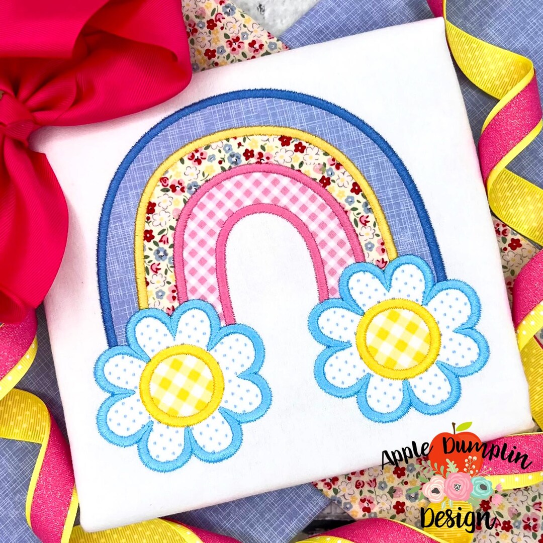Groovy Rainbow, Satin Stitch, Applique Design, Embroidery Design ...